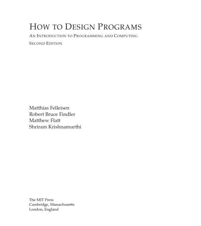 How to Design Programs An Introduction to Programming and Computing