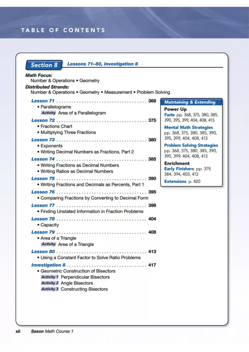 SAXON MATH COURSE 1 (Sách màu - Sách đen trắng)